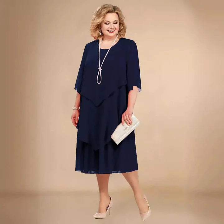 Leva - Elegant Chiffon Dress With Irregular Layers – Moore-Oakland