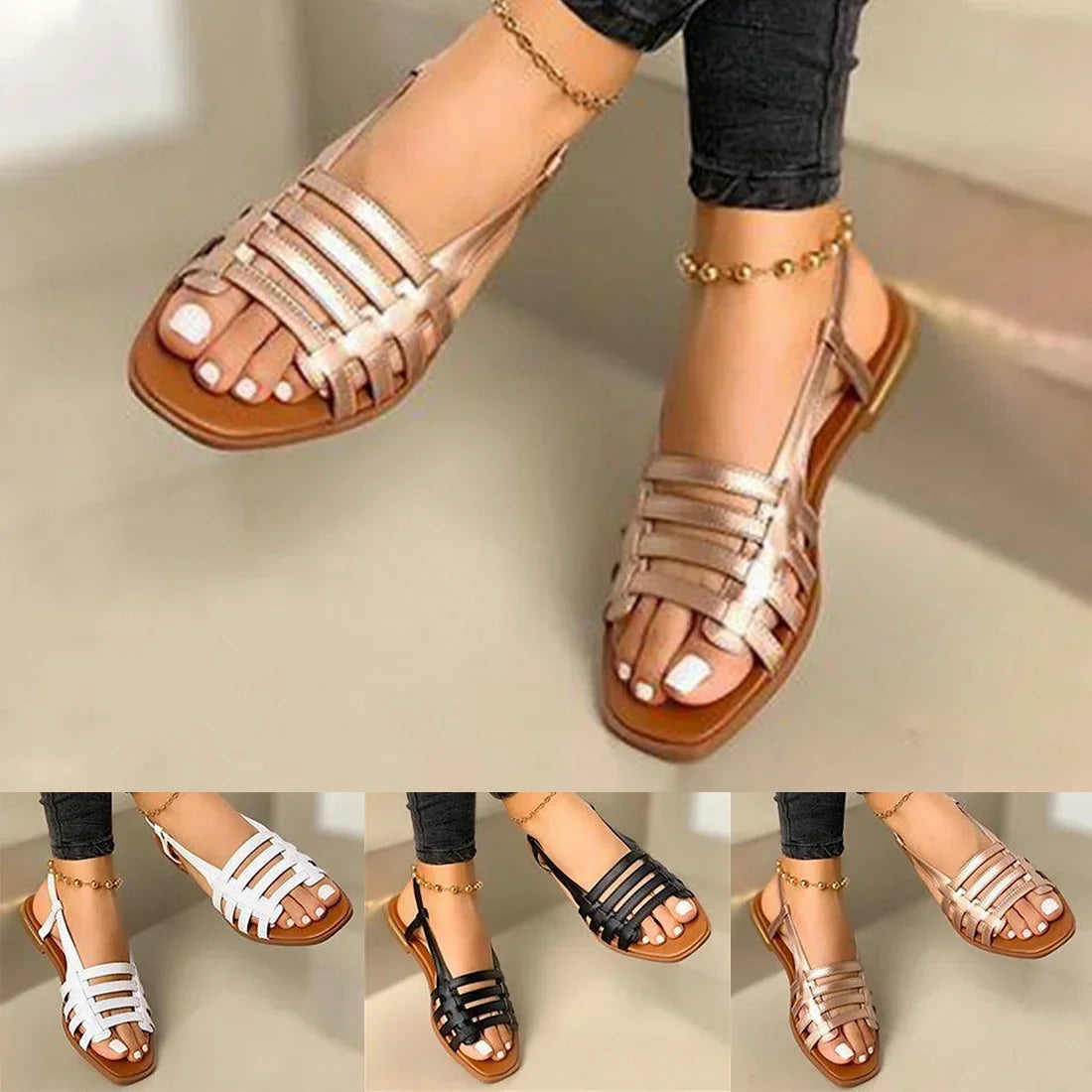 Mindy - Hollow Out Roman Sandals – Moore-Oakland