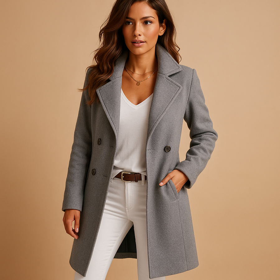 Dfina - Elegant Long Coat With Button Up – Moore-Oakland